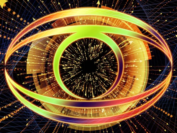 Eye of Knowledge series. Interplay of eye icon and arrow burst on the ...