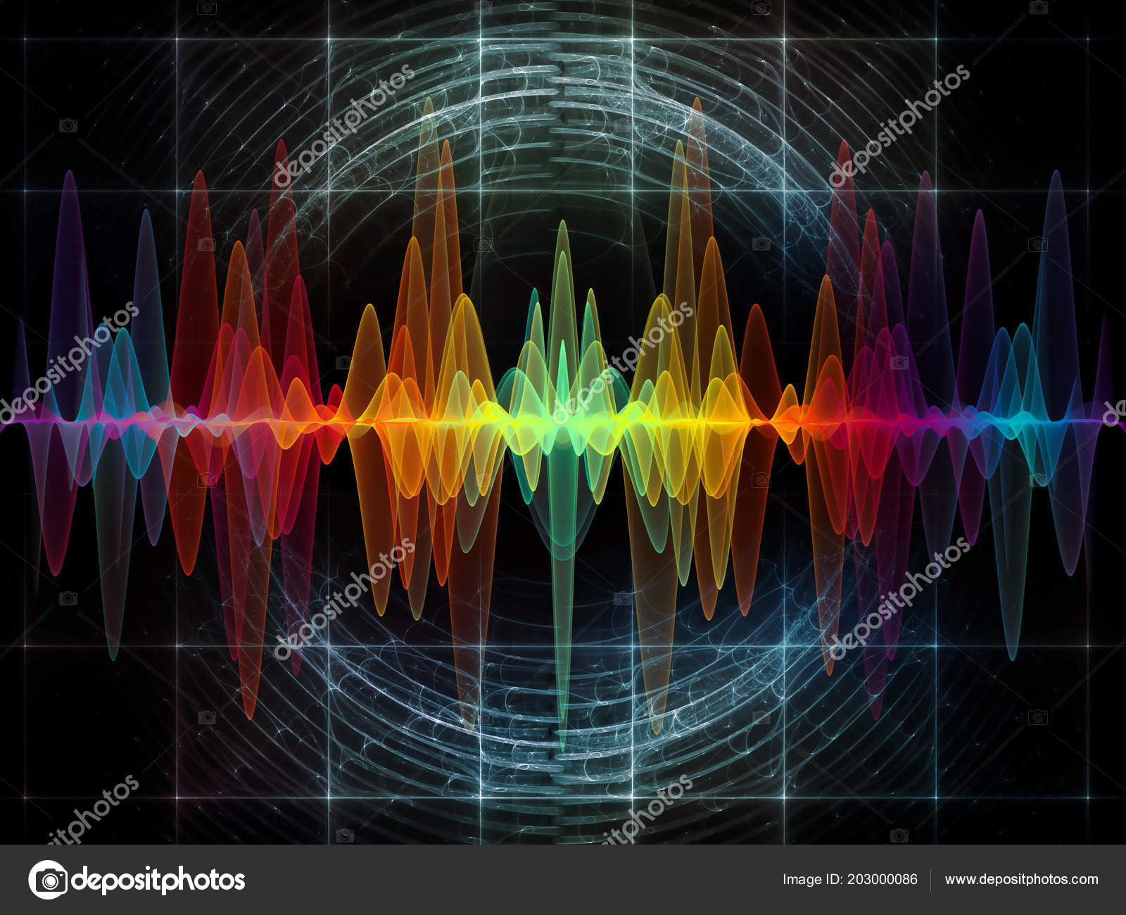 Wave Function Series Artistic Background Made Colored Sine Vibrations ...