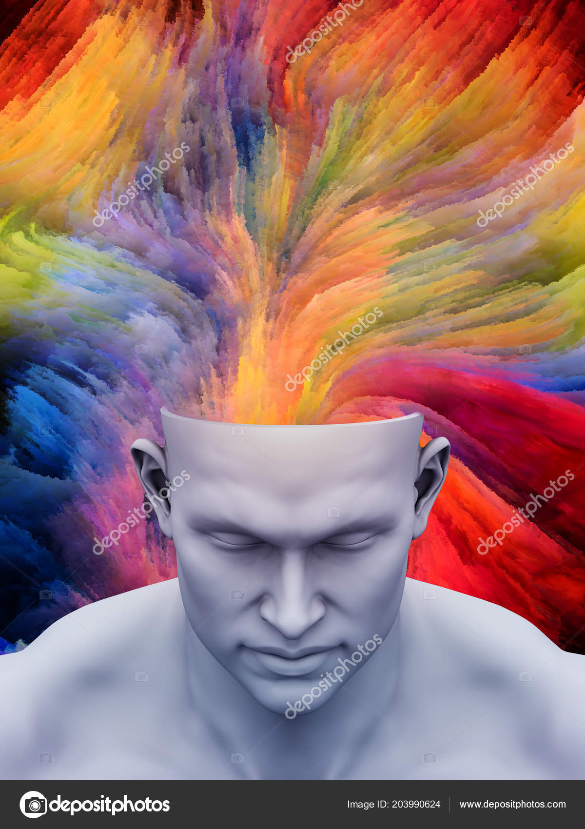 Mind Fog Illustration Human Head Colorful Fractal Clouds Subjects Art ...