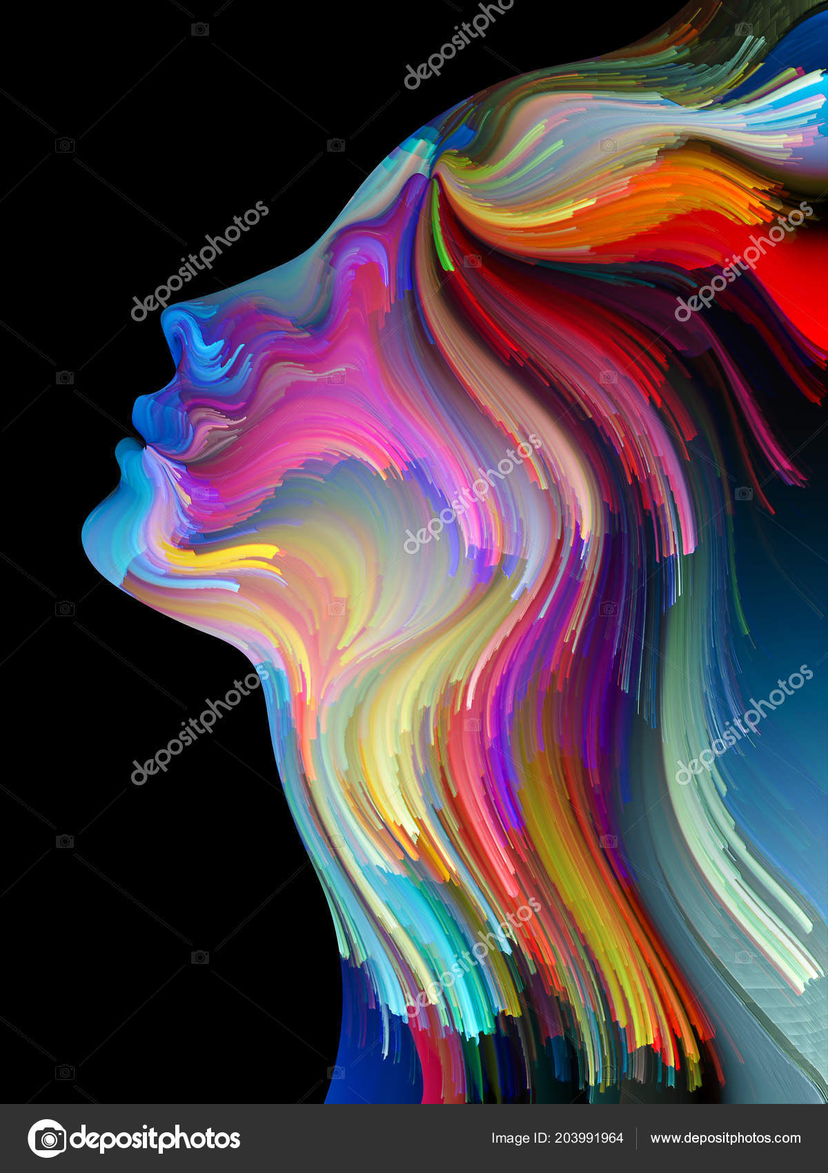 Face Color Series Backdrop Human Profile Colorful Lines Moving Paint ...