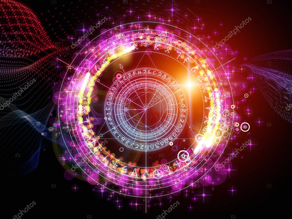 Diseño de elementos fractales, símbolos sagrados y círculos sobre el ...