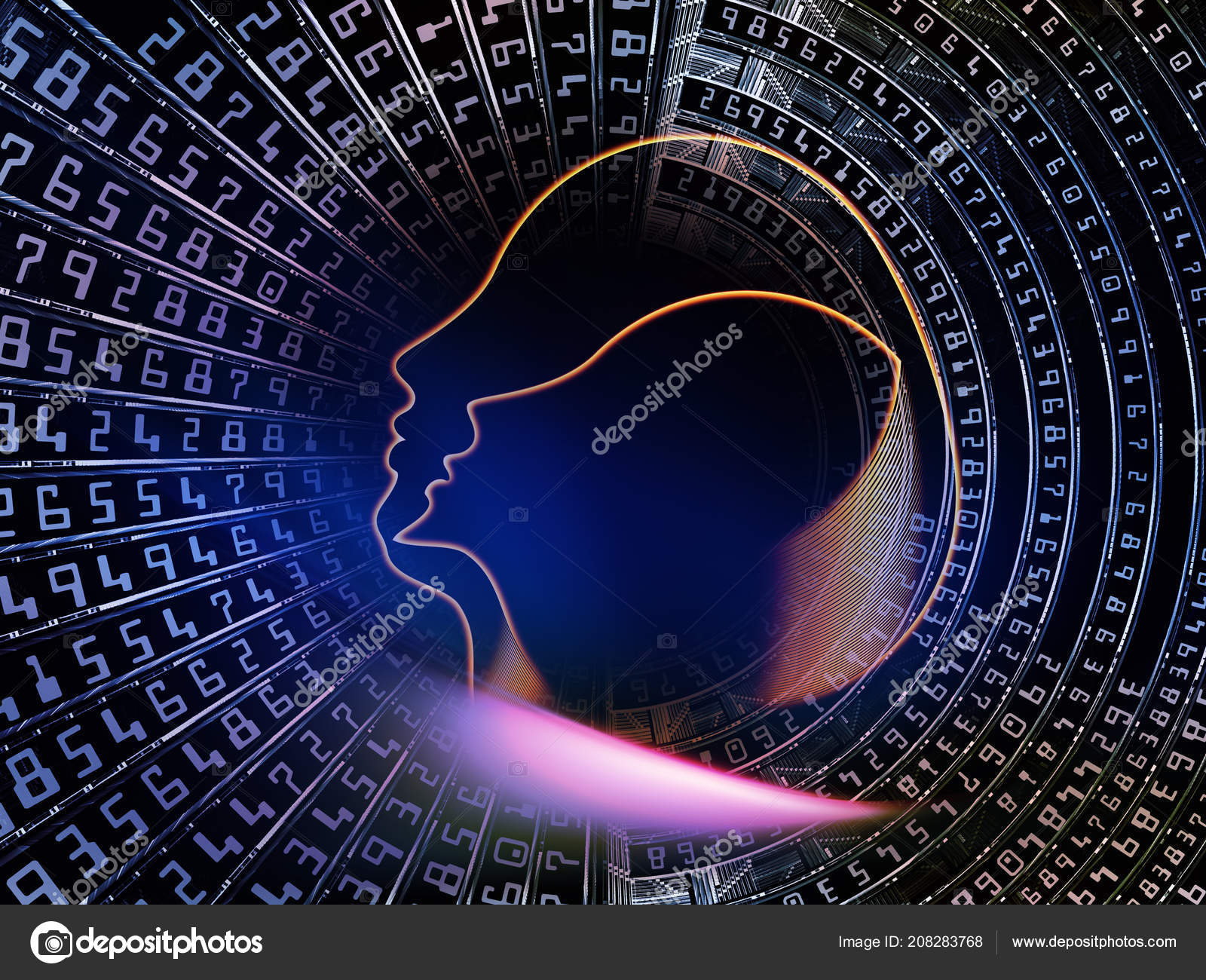 Man Numbers Series Backdrop Composed Symbolic Human Profile Digits ...