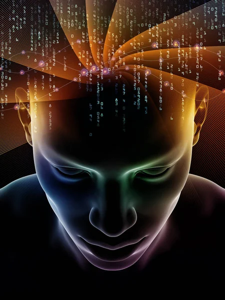 Mind Waves series. Interplay of 3D illustration of human head and ...