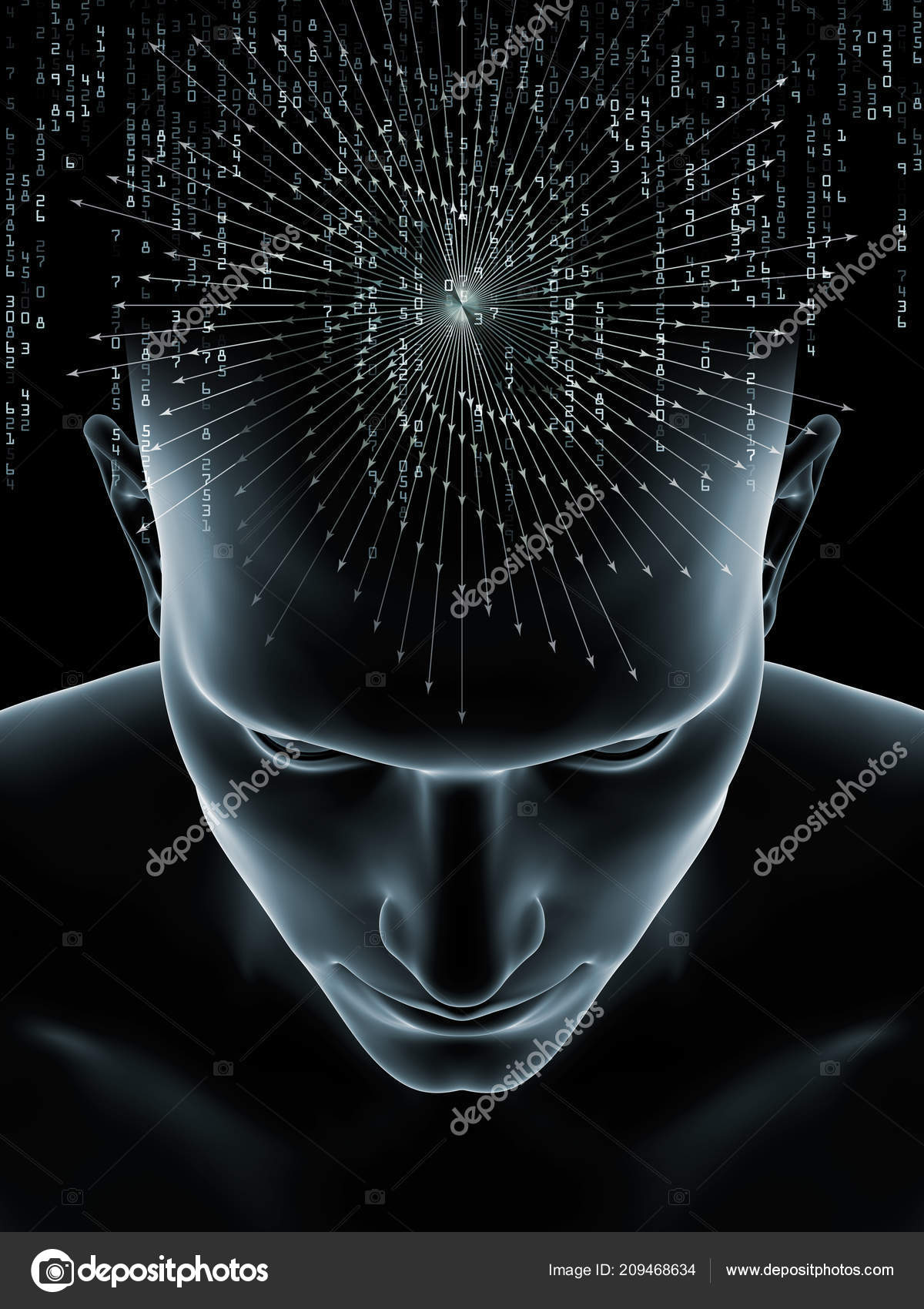 Mind Waves Series Composition Illustration Human Head Technology ...