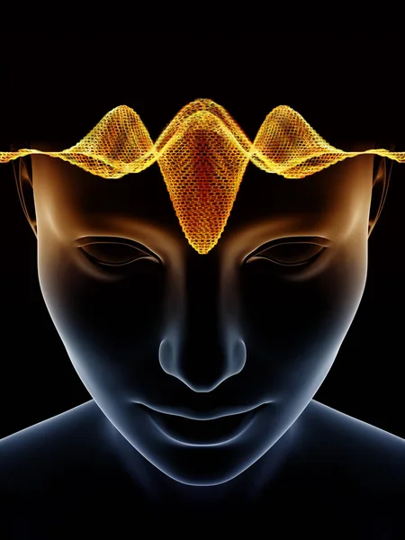 Mind Waves series. Composition of 3D illustration of human head and ...