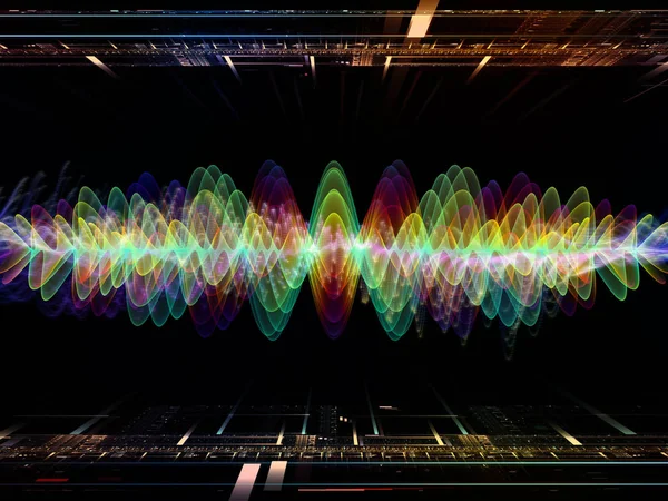 Wave Function series. Design composed of colored sine vibrations, light ...