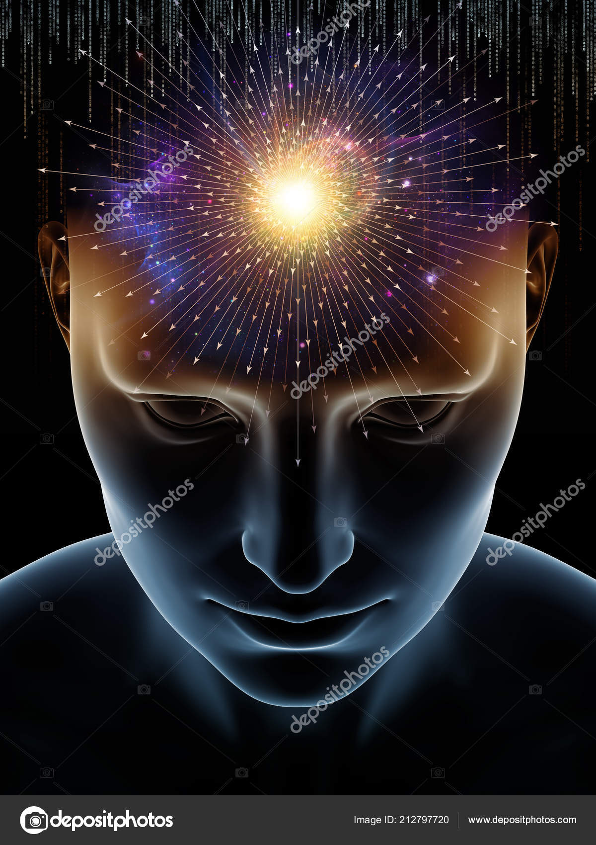 Mind Waves Series Graphic Composition Illustration Human Head ...