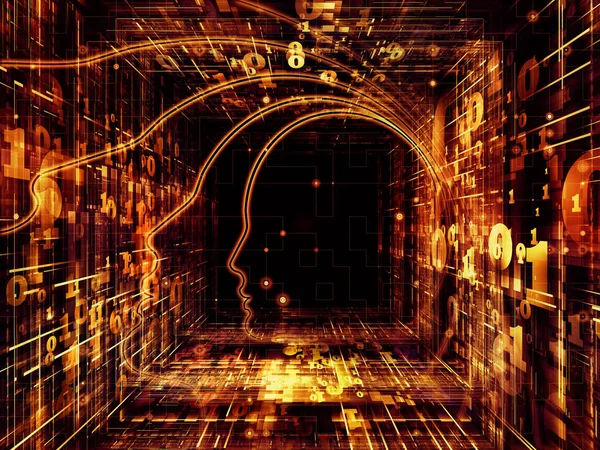 Man and Numbers series. Design made of symbolic human profile and ...