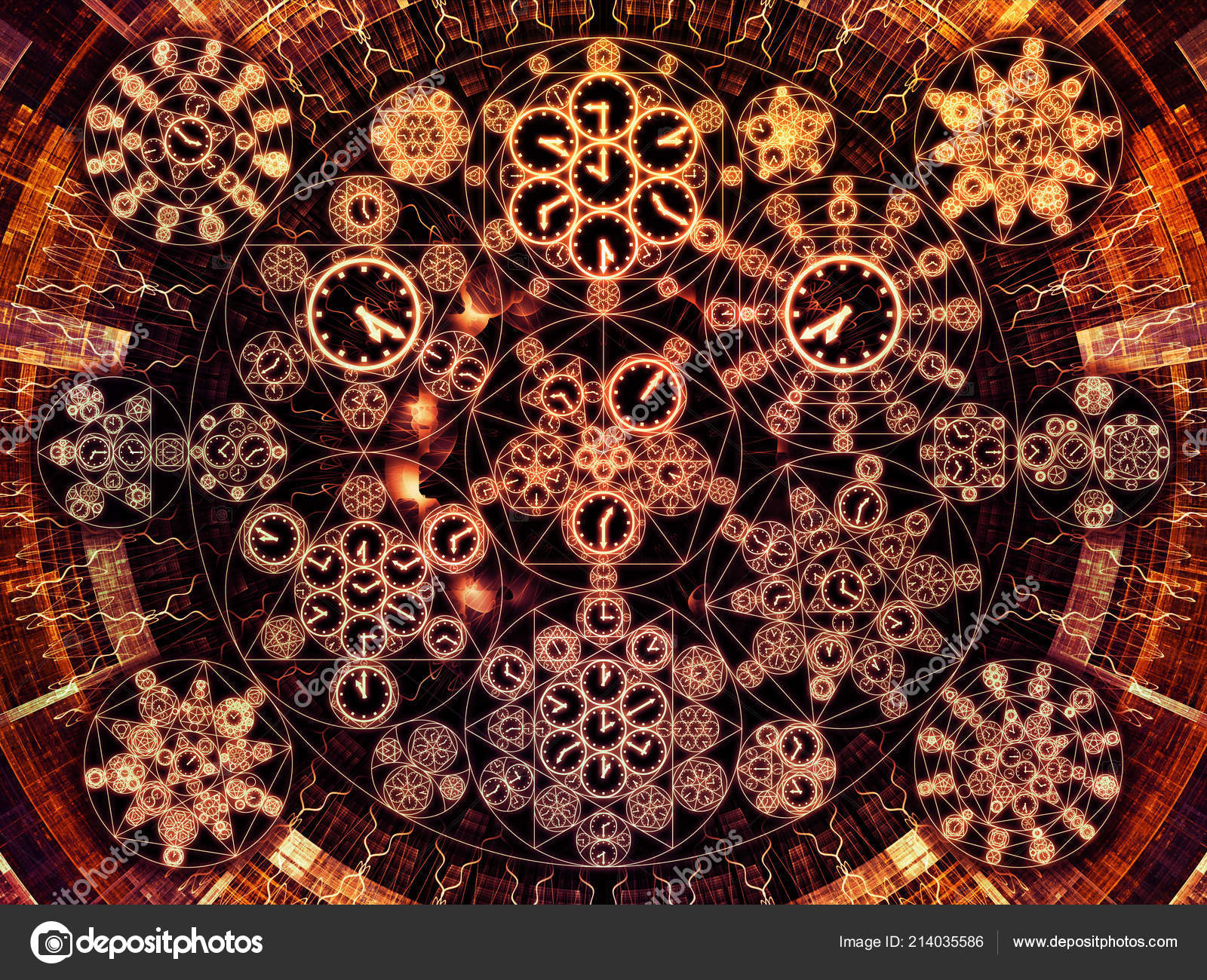 Circles Time Series Abstract Design Made Clock Symbols Fractal Elements ...