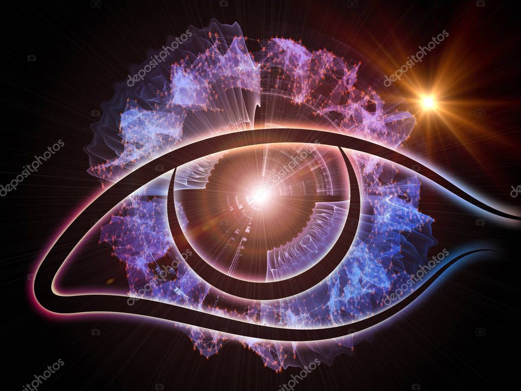 Eye of Knowledge series. Composición de iconos oculares y números ...