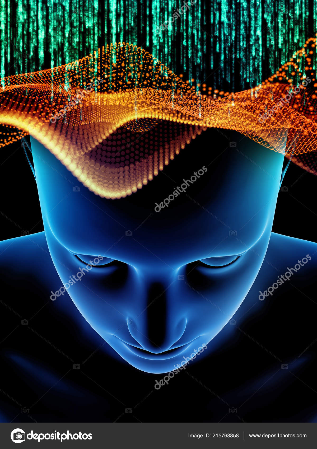 Elements Mind Series Illustration Human Head Symbols Technology Subject ...