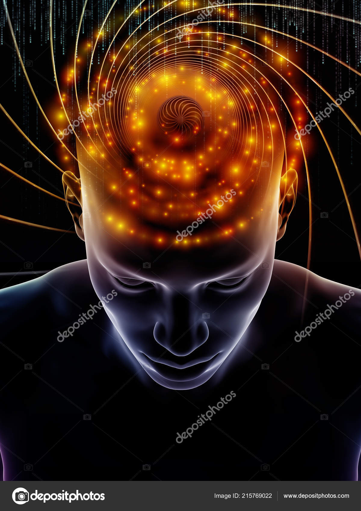 Mind Waves Series Abstract Background Made Illustration Human Head ...