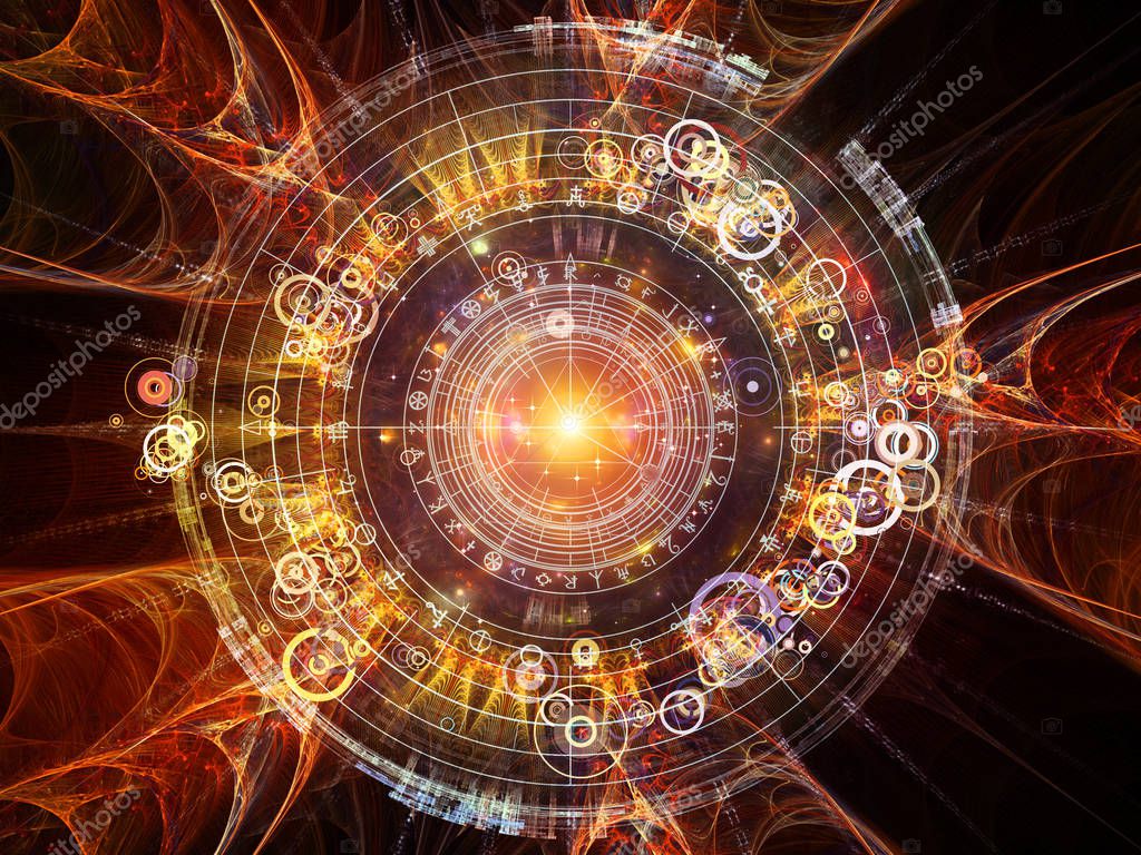 Antecedentes de elementos fractales, símbolos sagrados y círculos sobre ...
