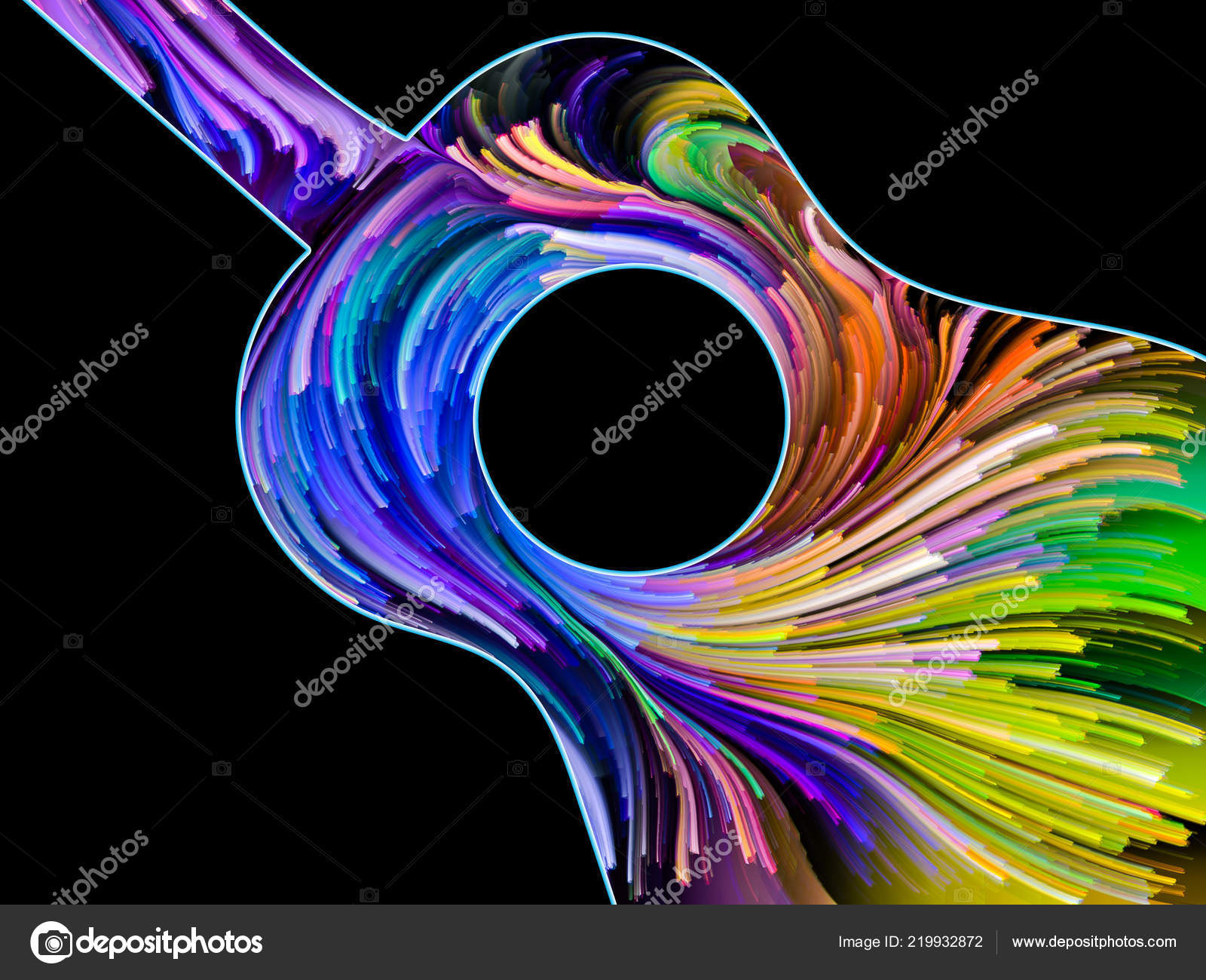 Painted Music Symbols Series Outlines Guitar Multicolored Streaks ...