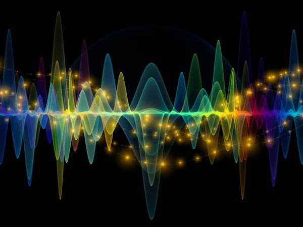 Wave Function series. Design composed of colored sine vibrations, light ...