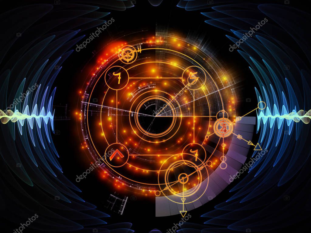 Serie Astral Glow. Composici n de l neas geom tricas sagradas, s mbolos astrol gicos y luces ...