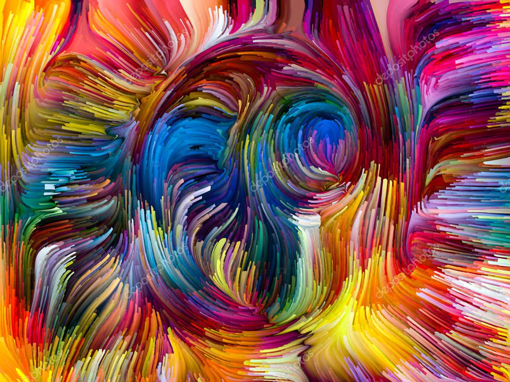 Serie Color líquido. Composición de rayas de pintura multicolor sobre ...