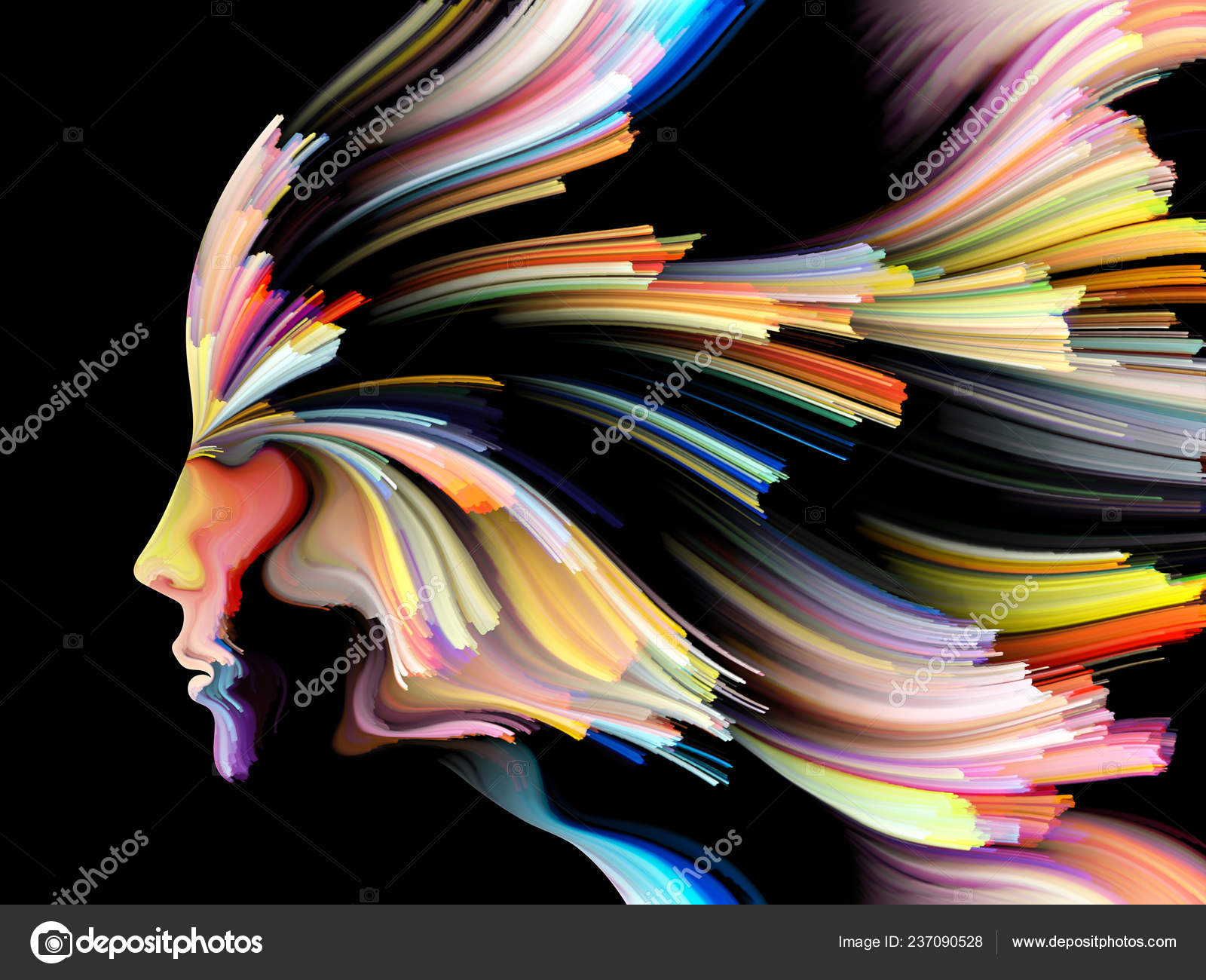 Face Color Series Background Design Human Profile Colorful Lines Moving ...