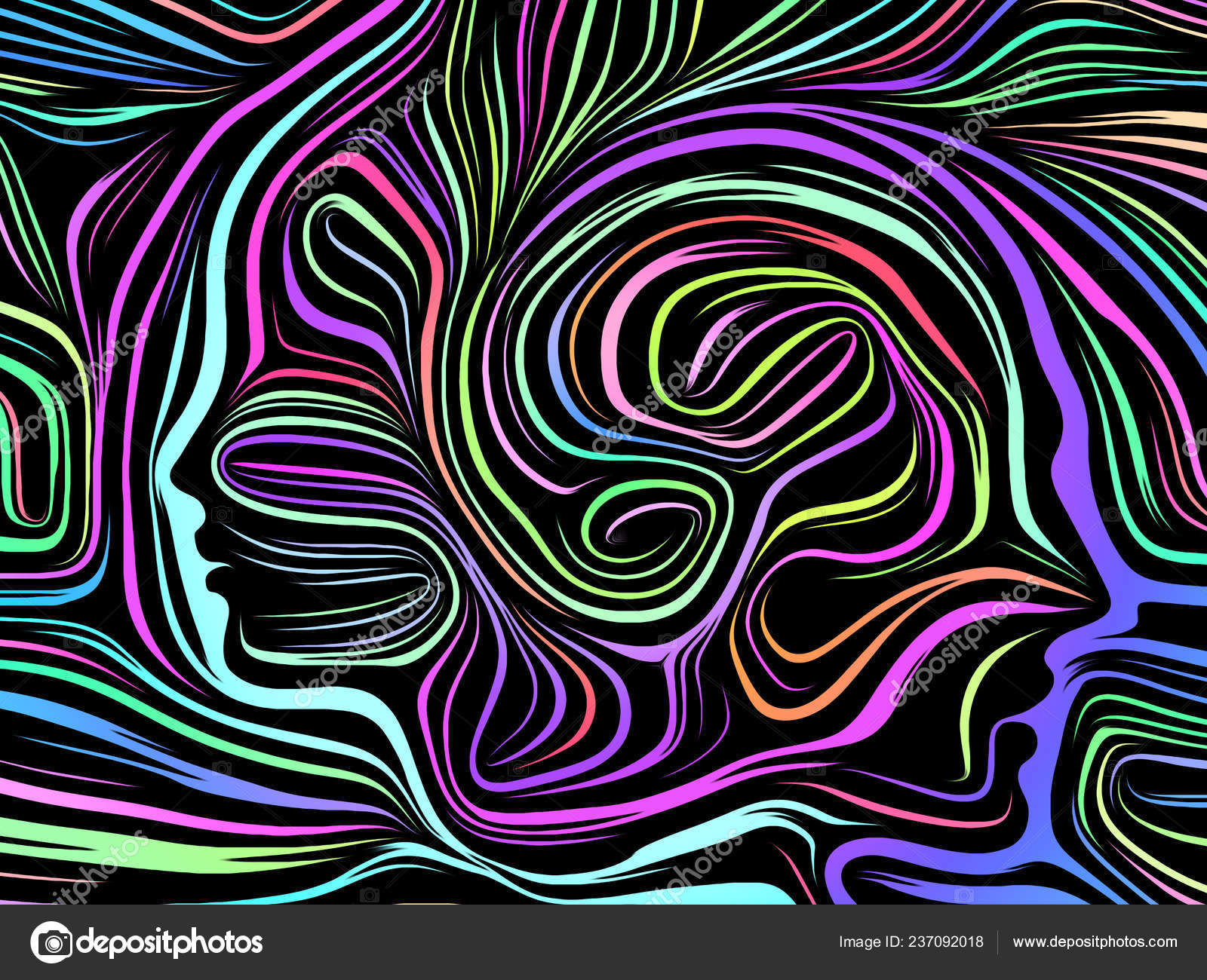 Inner Geometry Series Background Design Human Face Rendered Traditional ...