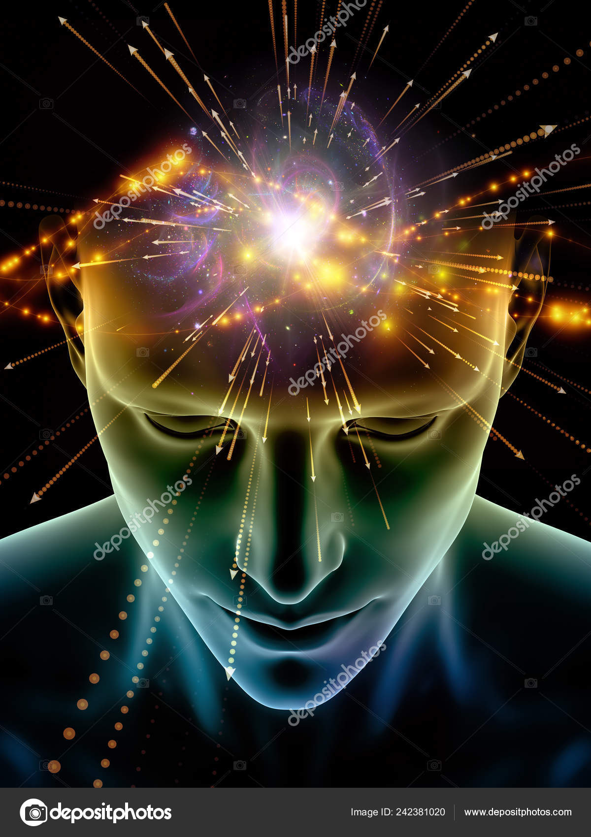 Elements Mind Series Illustration Human Head Symbols Technology Subject ...