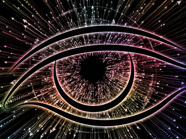 Eye of Knowledge series. Interplay of eye icon and arrow burst on the ...