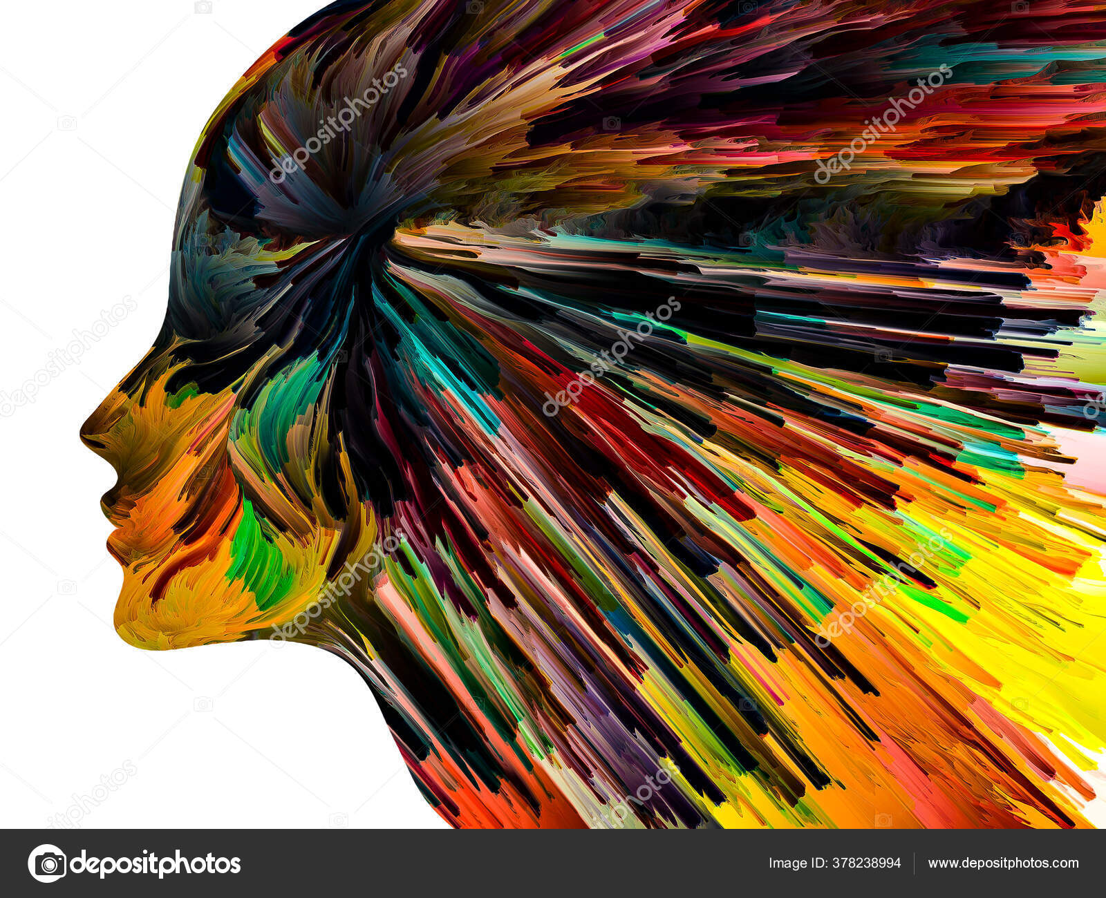 Disturbing Thoughts Series Moody Paint Motion Human Face Silhouette ...