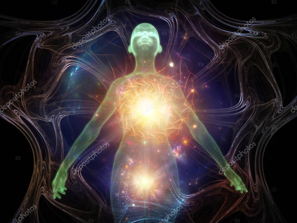 Luz dentro de la serie. Representación 3D de la figura humana ...