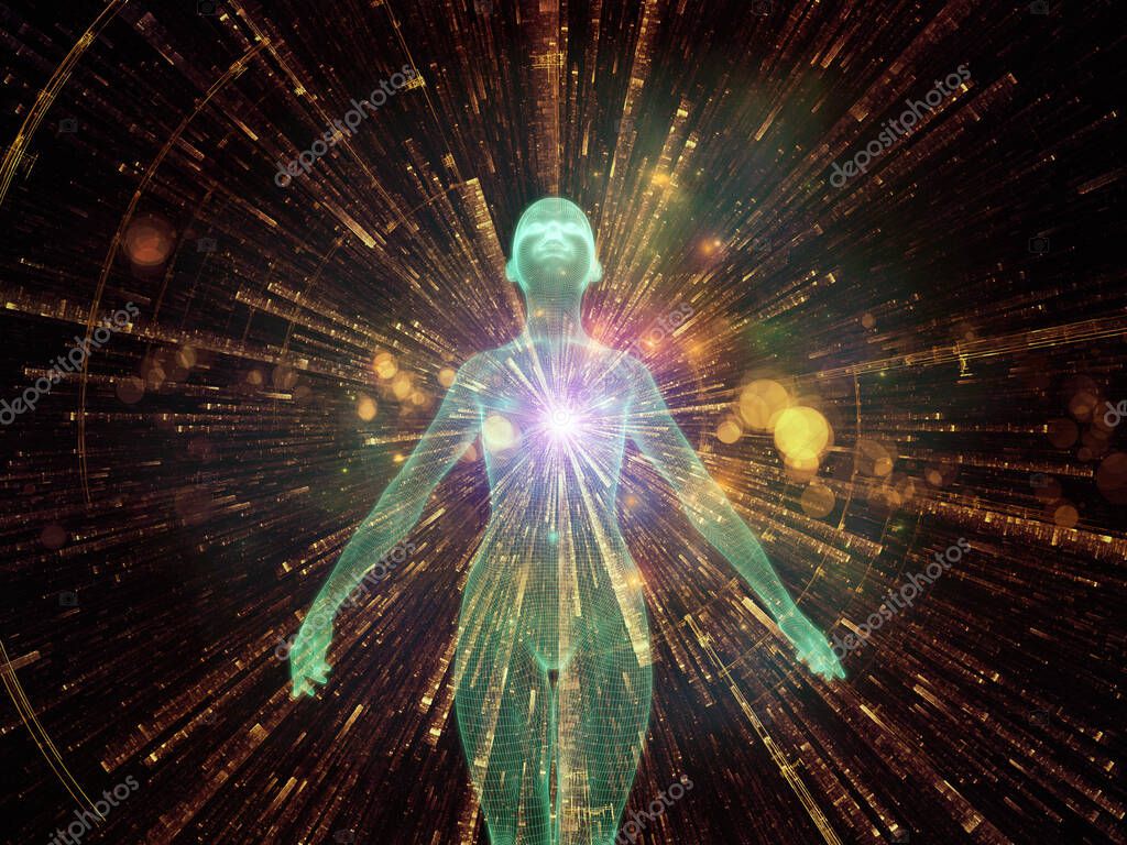 Luz dentro de la serie. Representación 3D de la figura humana ...
