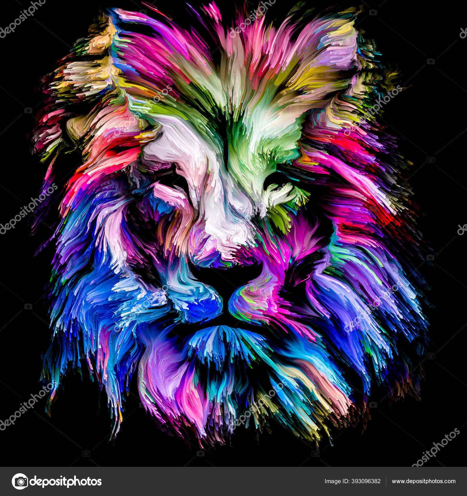 Animal Paint Series Lion Multicolor Portrait Vibrant Paint Subject ...