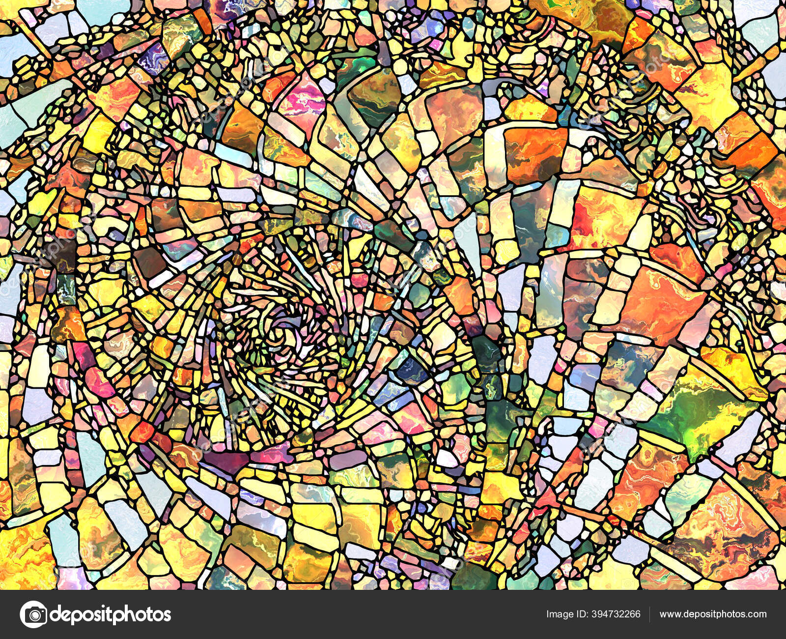Colorful Stained Glass Swirl Pattern Use Art Design Stock Illustration ...