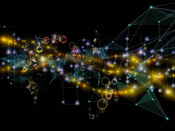 Future Connection series. Network lines, lights and symbols against ...