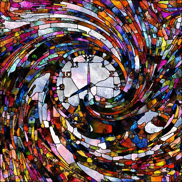 Reloj de cara y elementos abstractos ejecutados en estilo vidriera ...