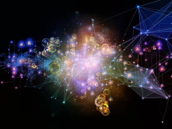 Future Connection series. Arrangement of network lines, lights and ...