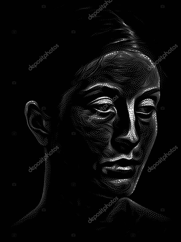 Serie Stipple Portrait. Un rostro de una mujer joven realizado en ...