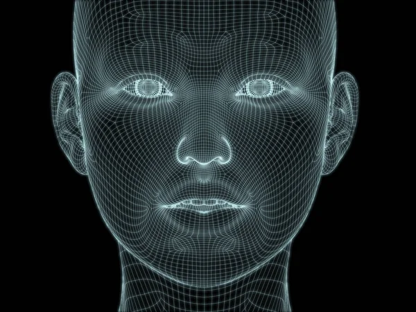 3D Render of human head and face as wire mesh for use in illustration ...