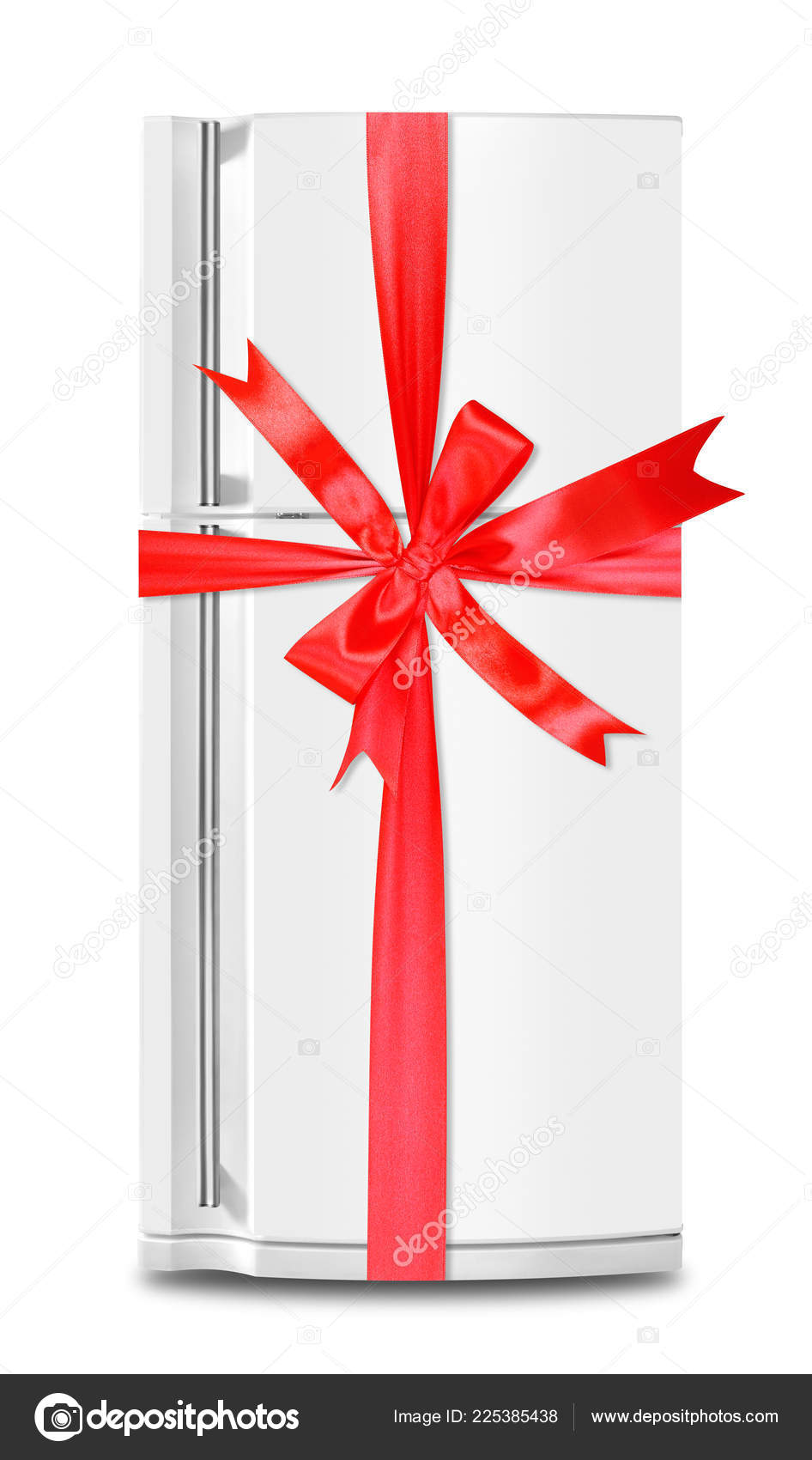 Major Appliance Refrigerator Fridge Gift Tied Red Bow White Background ...