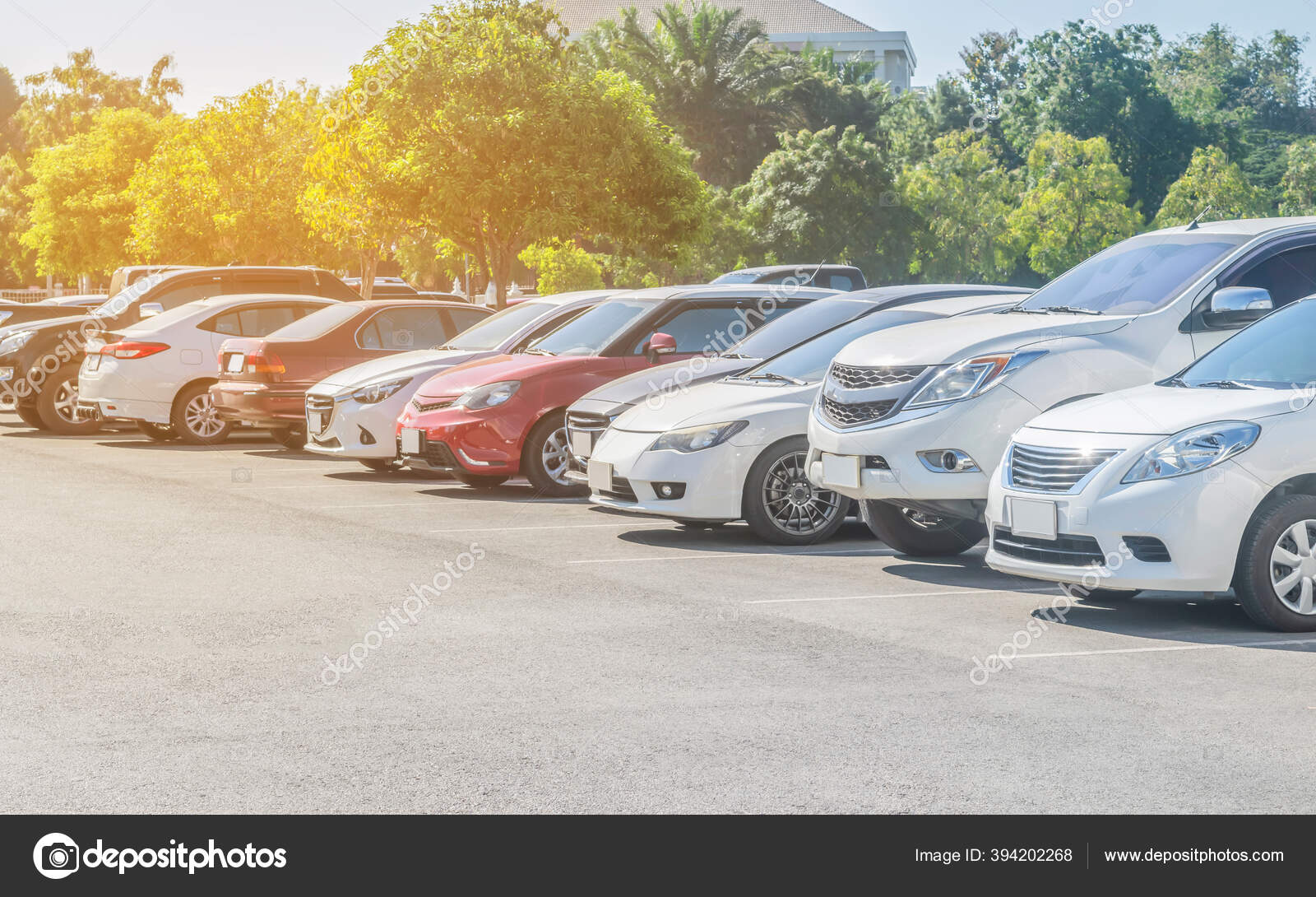 Car Parking Asphalt Parking Lot Trees Background Outdoor Parking Lot Stock Photo by ©merrymuuu ...