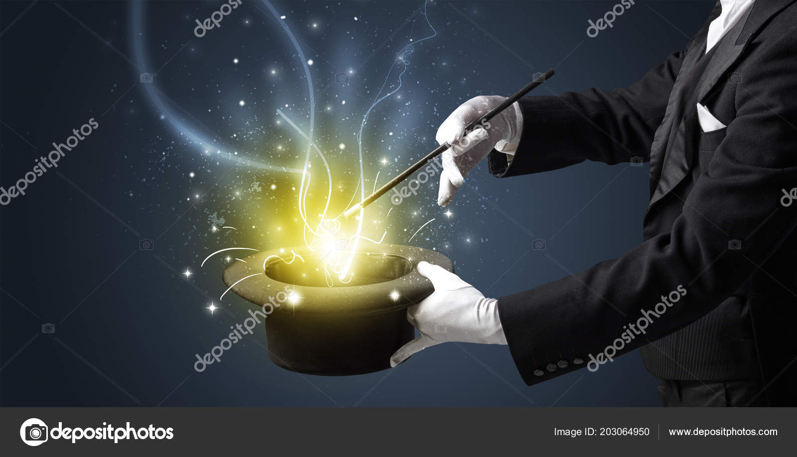 Magician hand conjure miracle from cylinder Stock Photo by ©ra2studio ...