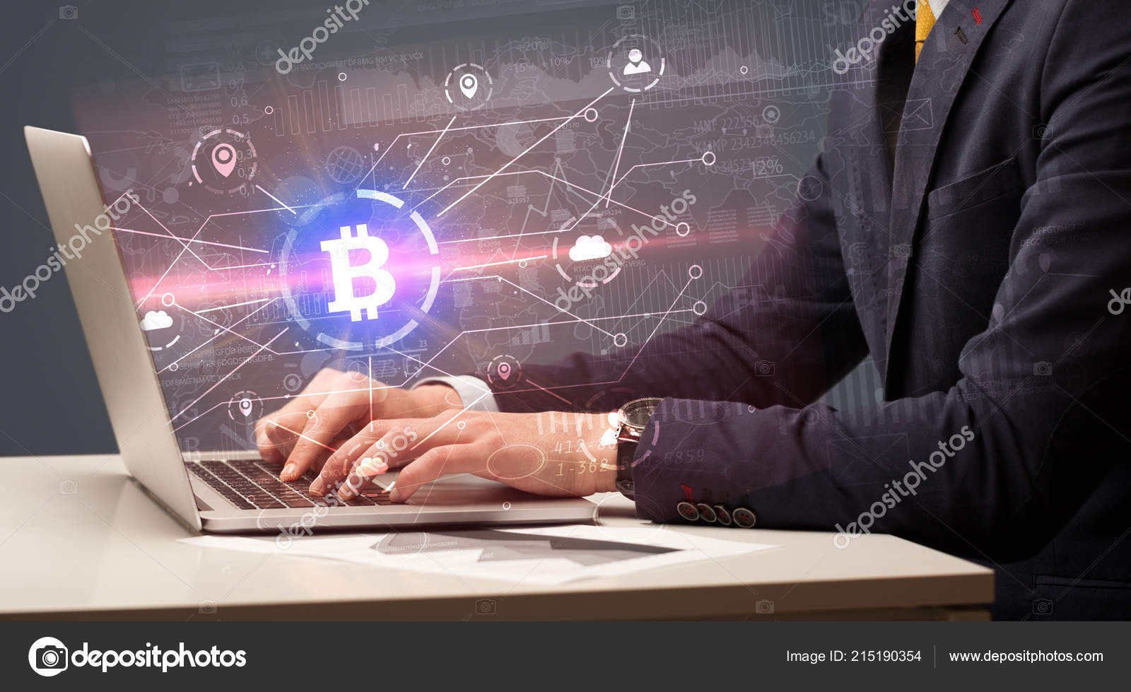 Hand checking global bitcoin exchange rate concept — Stock Editorial ...