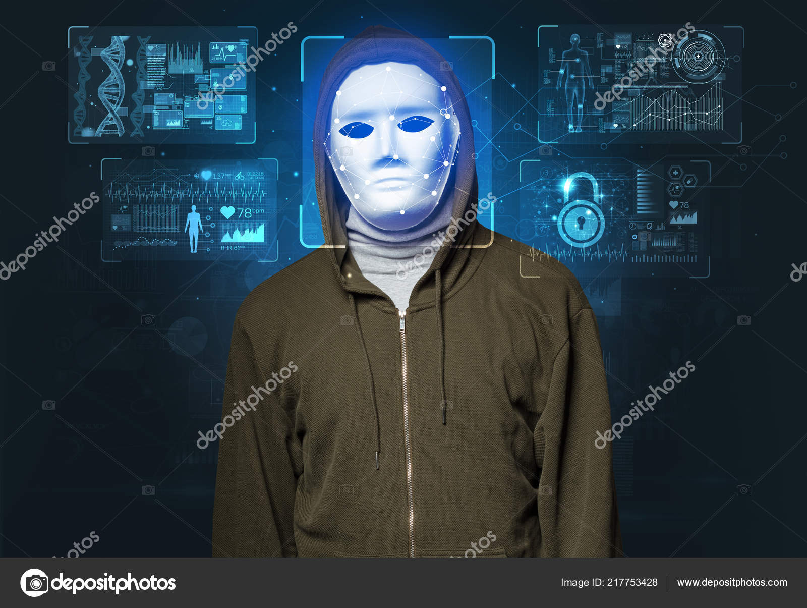 Young man face recognition Stock Photo by ©ra2studio 217753428 Young man face recognition Stock Photo by ©ra2studio 217753428