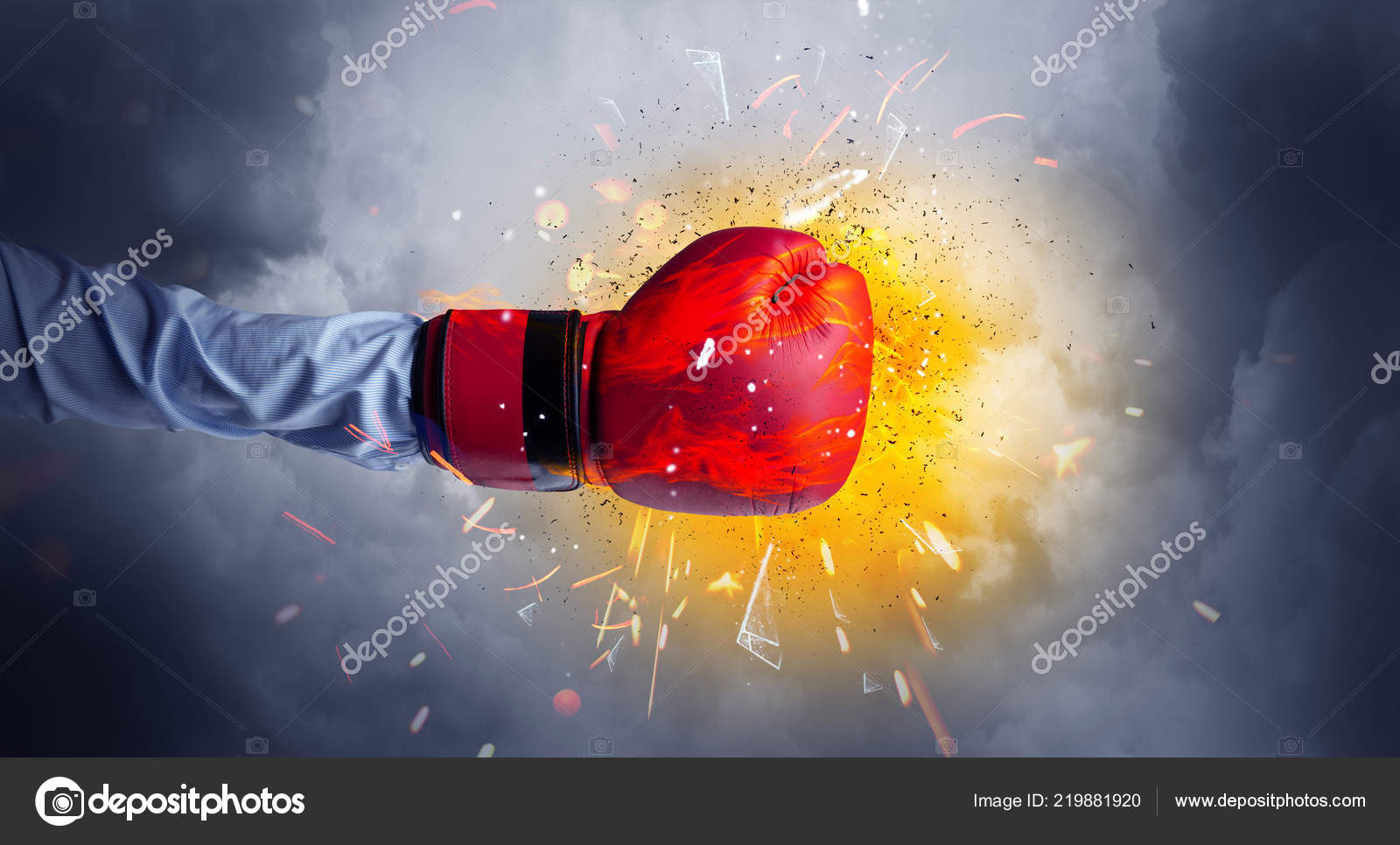 Hand hits intense and the space explodes — Stock Photo © ra2studio ...