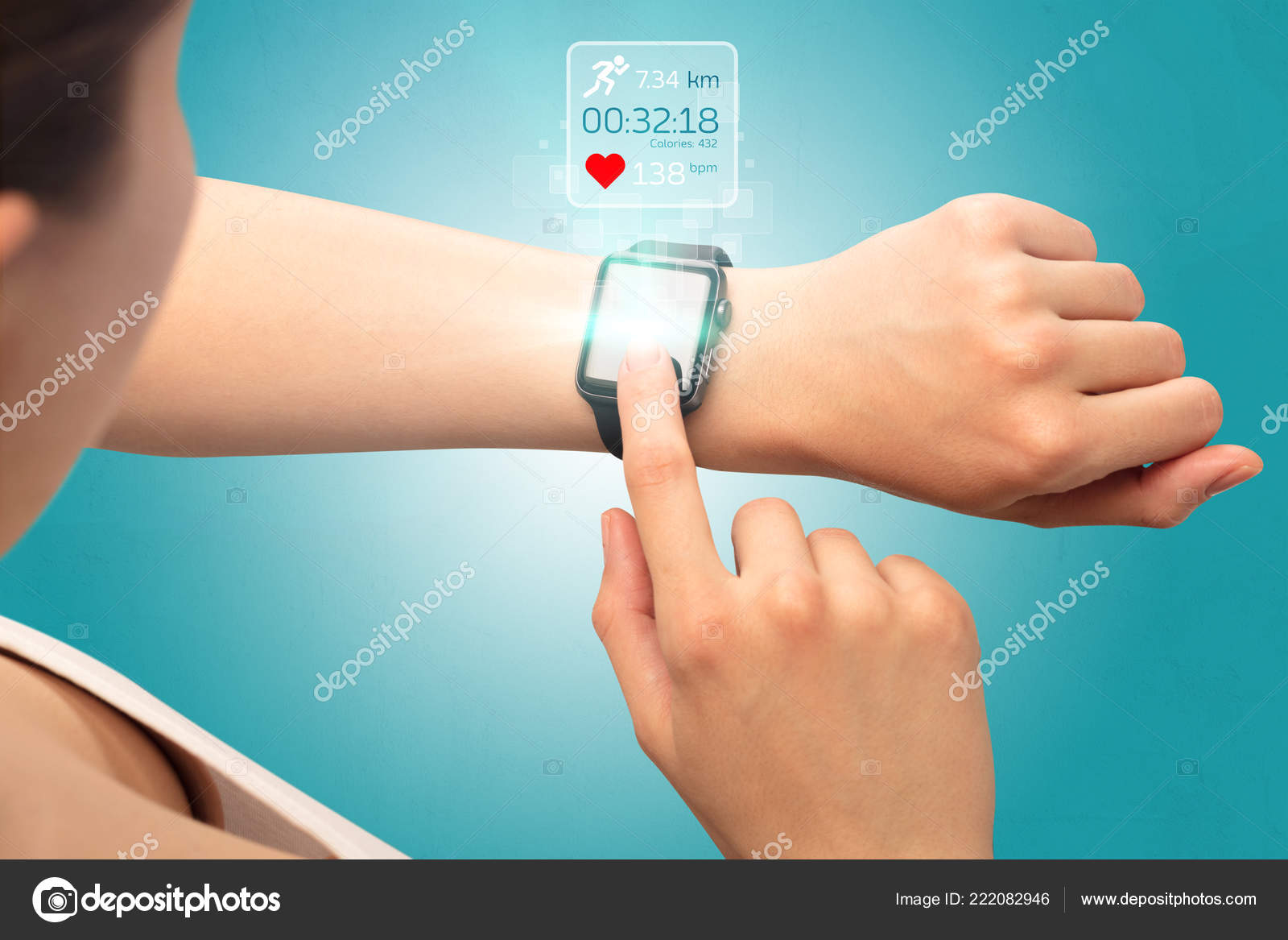 Hand smartwatch concept — Stock Photo © ra2studio #222082946