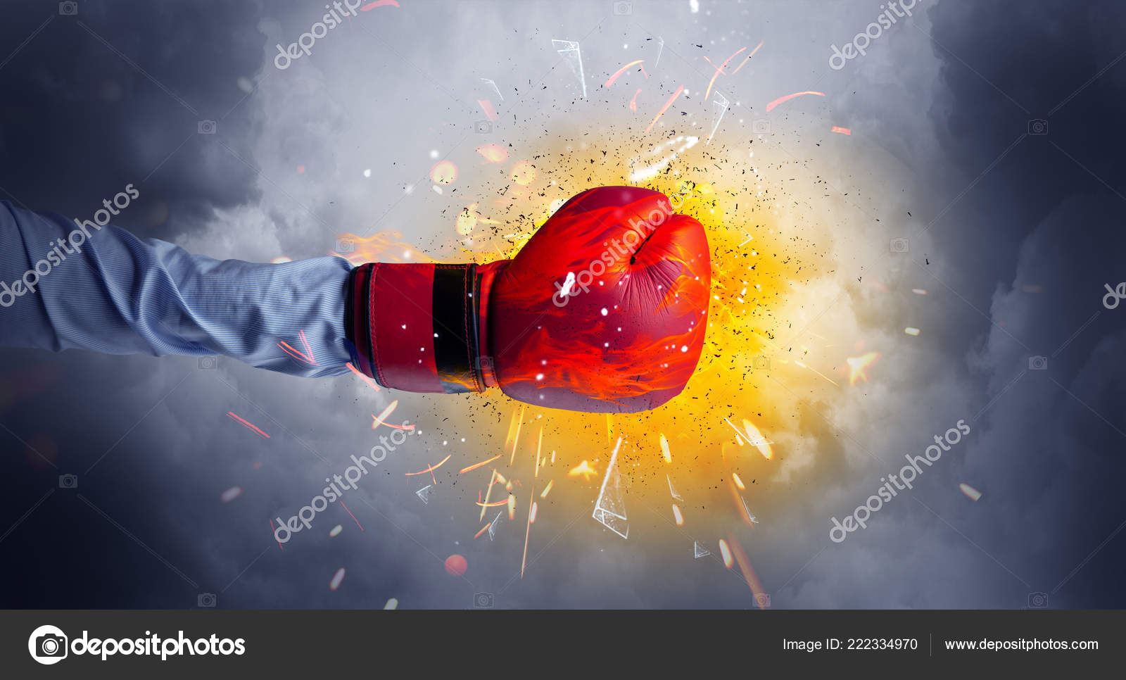 Hand hits intense and the space explodes — Stock Photo © ra2studio ...