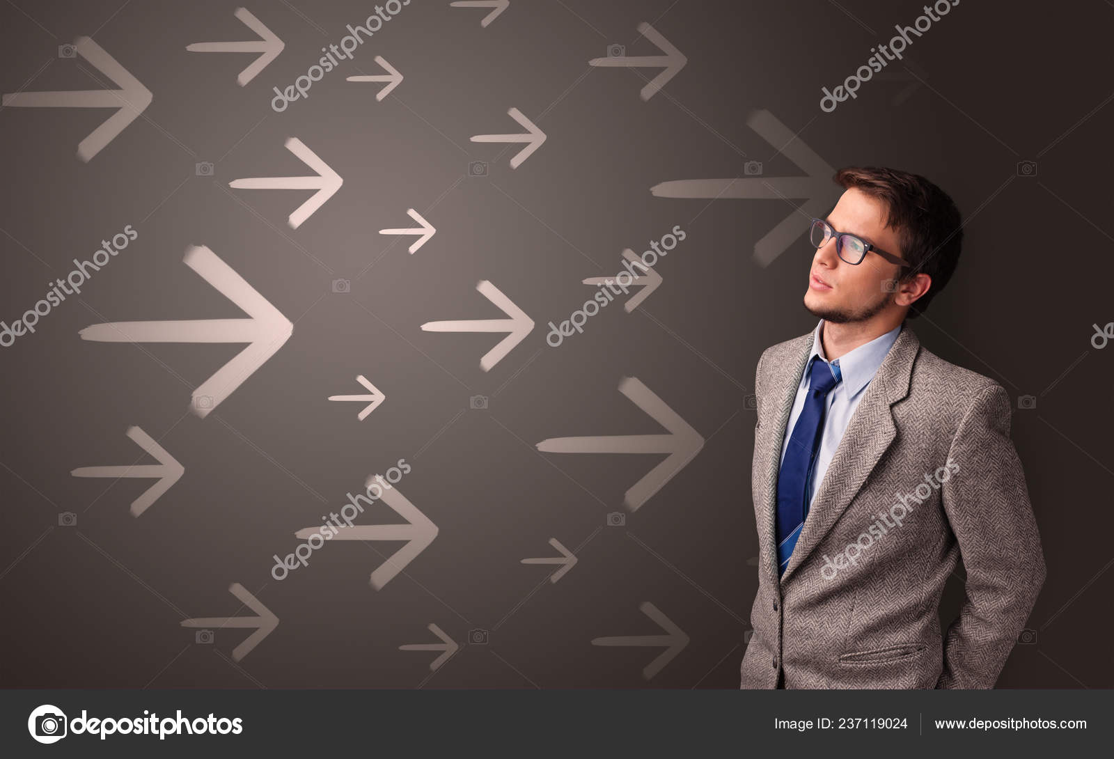 Person thinking with direction concept background Stock Photo by ...