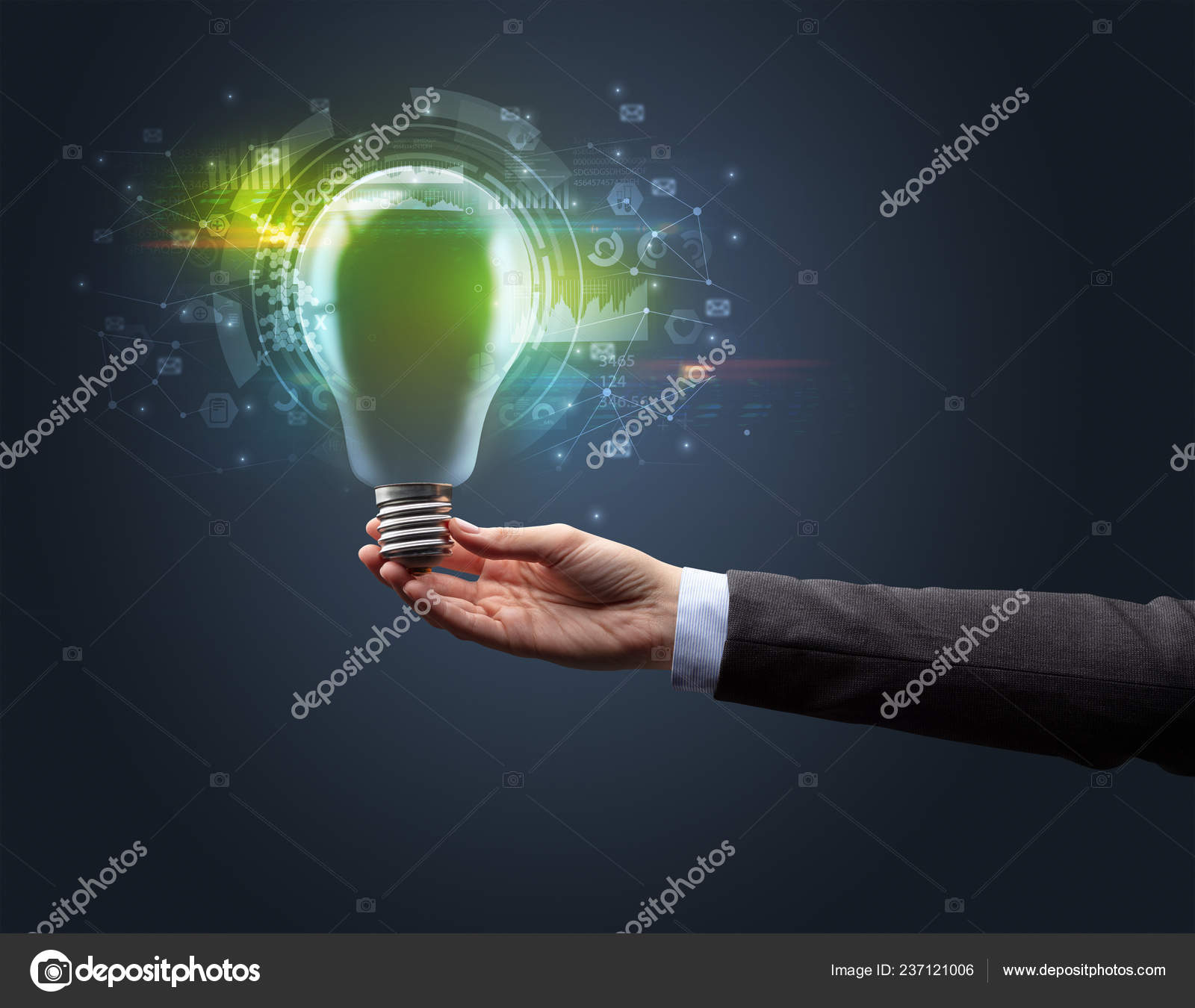 Hand holding light bulb on dark background — Stock Photo © ra2studio ...