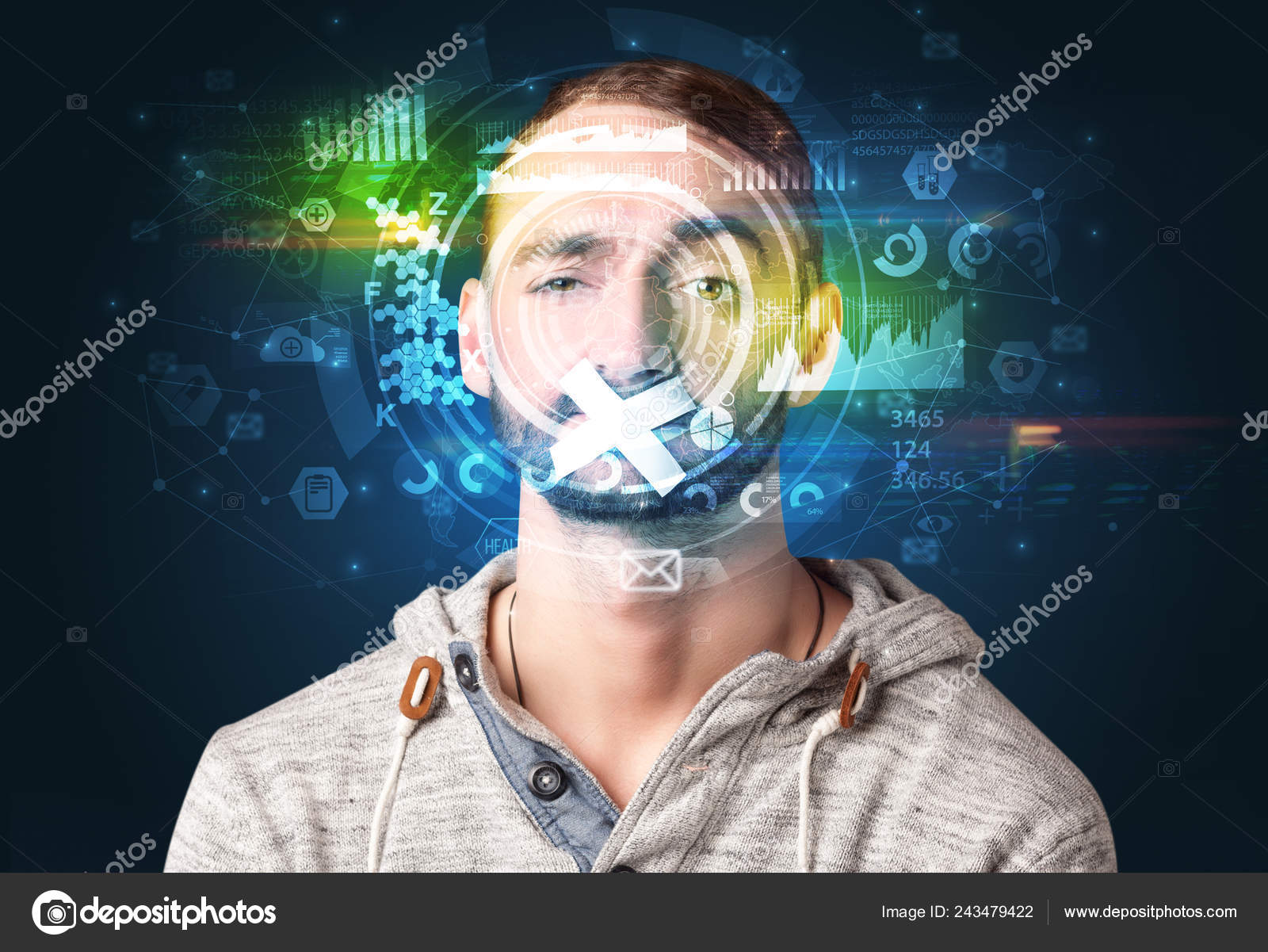 Biometric identification and Facial recognition — Stock Photo ...