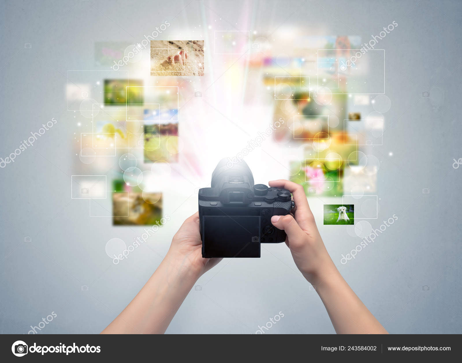 Hand captures life events with digital camera — Stock Photo © ra2studio ...