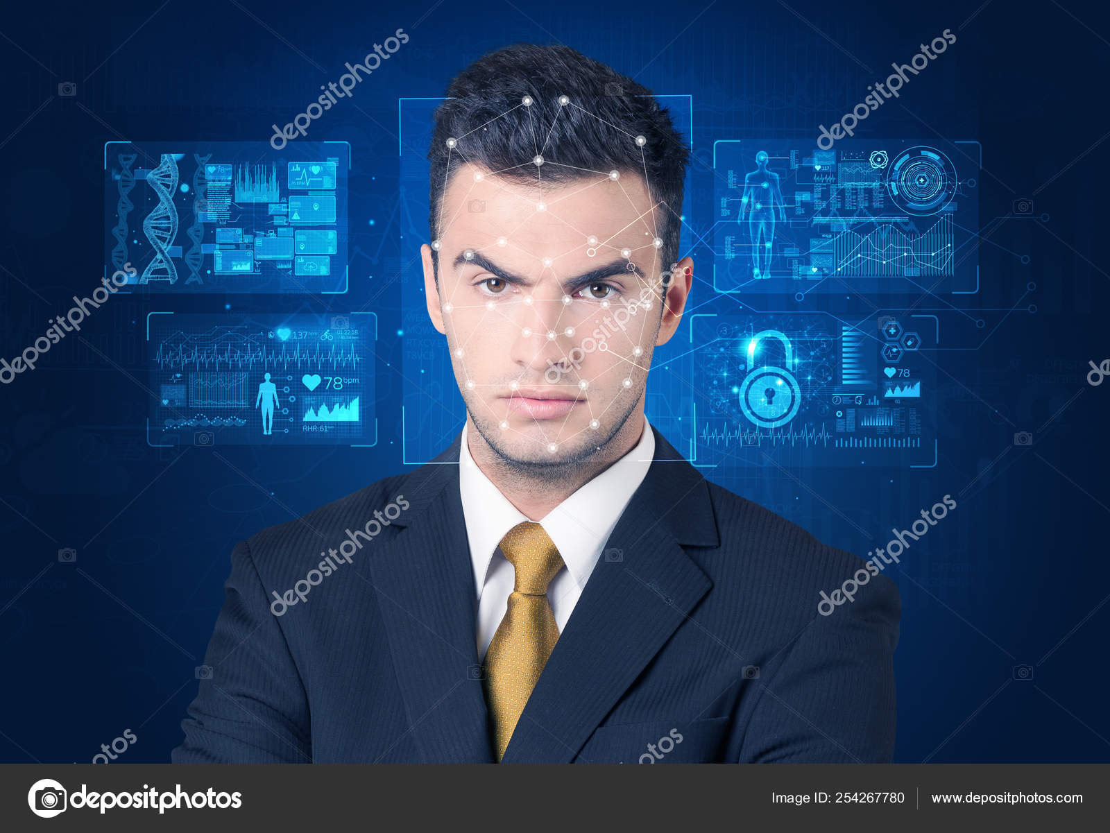Facial Recognition System concept Stock Photo by ©ra2studio 254267780