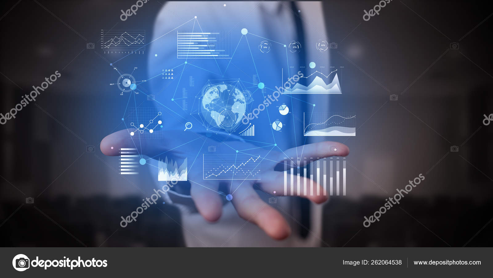 Hand holding charts in his hand — Stock Photo © ra2studio #262064538