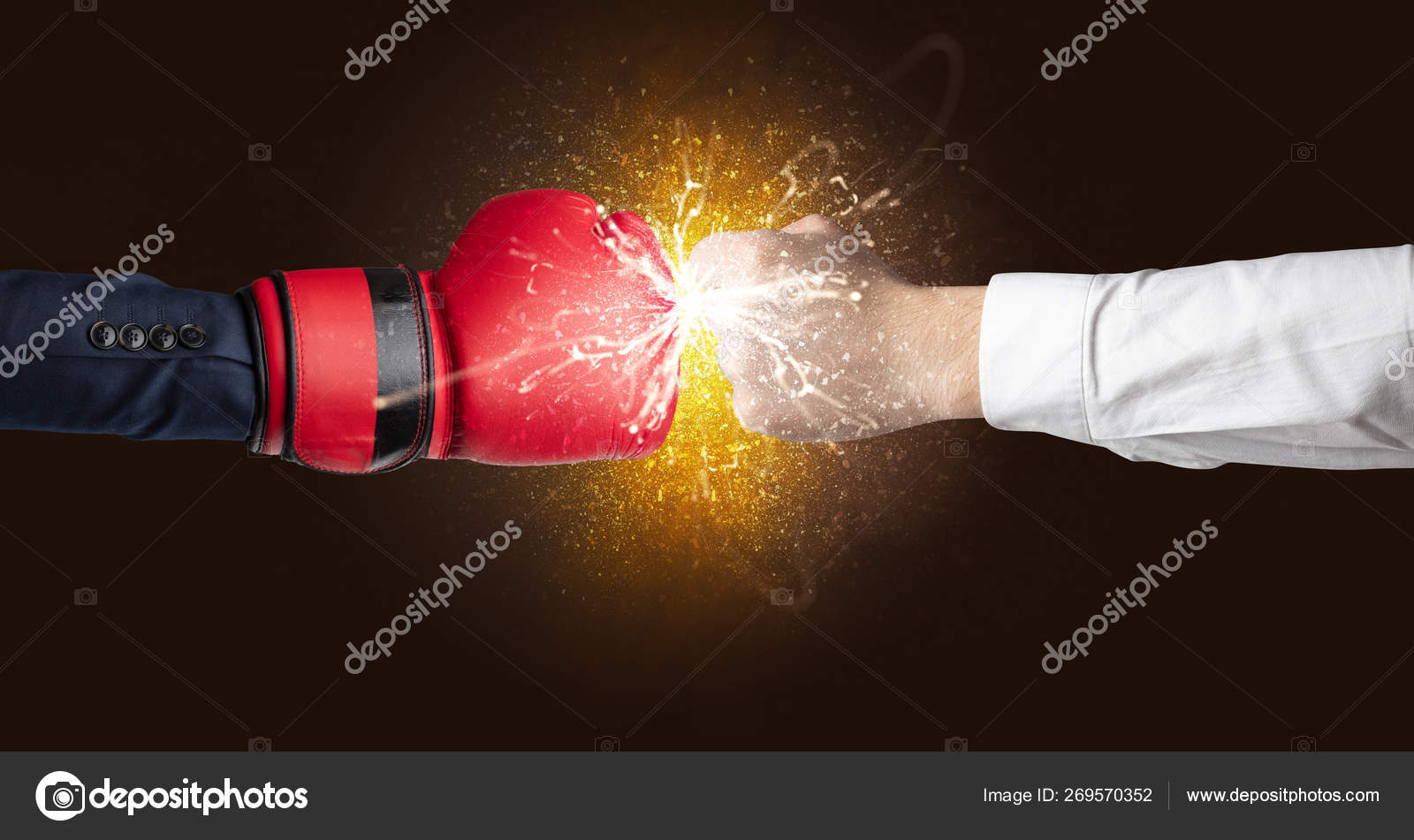 Fighting hands with orange explosion concept — Stock Photo © ra2studio ...